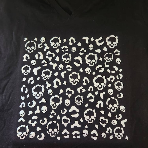 Black Leopard Skull Pattern, Skull Cheetah Pattern, Halloween Digital ...