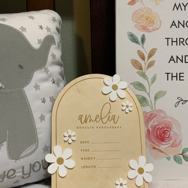 Wooden Daisy Flower Arched Milestone Cards | Custom Name Set | Monthly ...