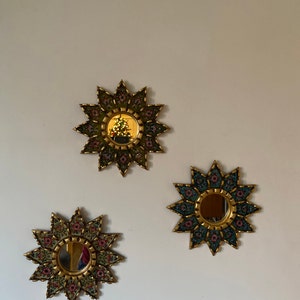 Small Accent Wall Mirror Set 3 Decorative Colorful Mirror of | Etsy