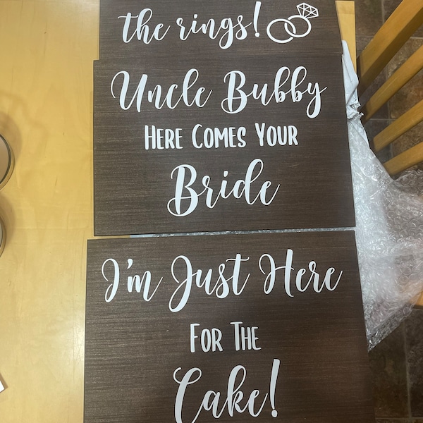 Wedding Sign "uncle Here Comes Your Bride" Customizable Ring Bearer ...