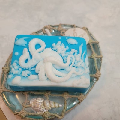 Gorgeous Octopus Soap Lavender Buds Deep Blue Sea Scented in Ocean ...