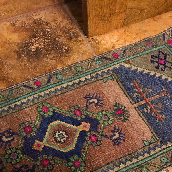 Antique Rug,small Rug,turkish Rug,door Mat,bath Mat,2x4 Rug Approx ...