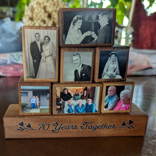 Mini Photo Album Blocks | Custom Wooden Photo Cube Collage | Optional ...