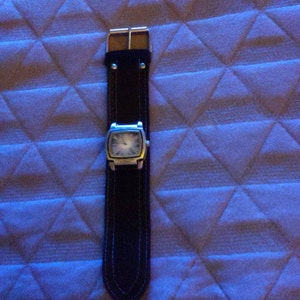 Teardrop Black Watch With Perforated Brown Leather Wide Cuff - Etsy
