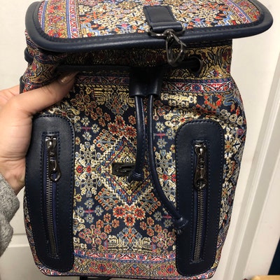 Small Flap Backpack for Women, Navy Color City Style Backpack Vegan ...