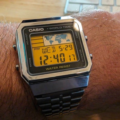 Casio Watch Modified Custom Casio Mod Vintage Stealth Black Digital ...