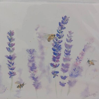 Bees and Lavender Art, Watercolor Print, Art Print, Flower Art, Honey ...