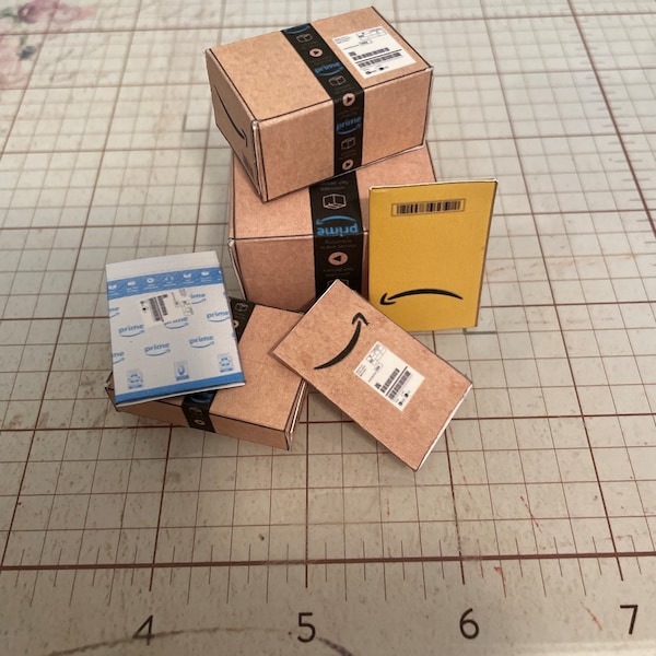 Mini AMAZON Box & Envelope Set Template 6 Pieces Amazon Box PRINTABLE ...