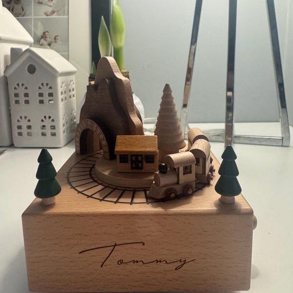 Wooden Music Box, Custom Wooden Handmade Music Box, Train Birthday ...