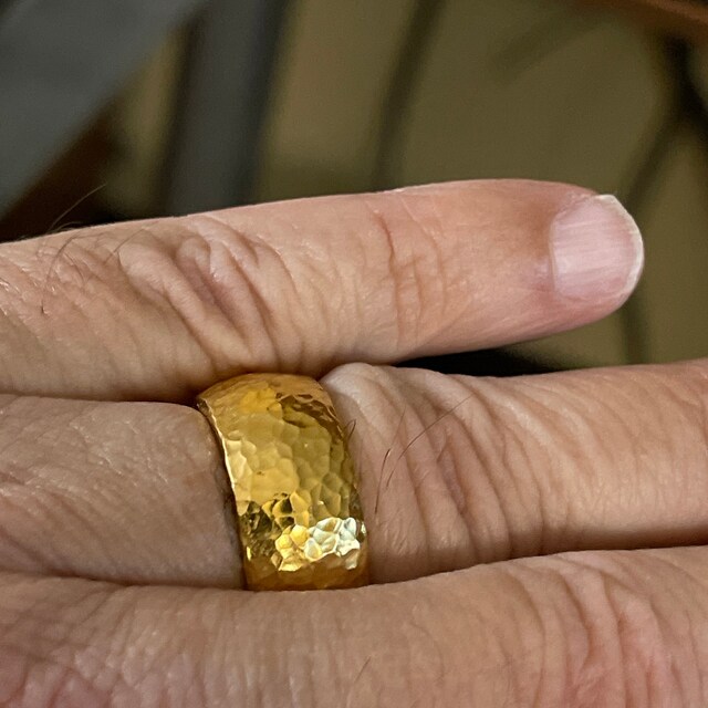 Solid 1 Troy Ounce 24k Pure Gold Hammered Finish Ring. Etsy