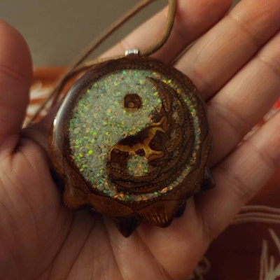 Supernova With Opal & Mandala Pinecone Pendant Necklace Sacred Geometry ...