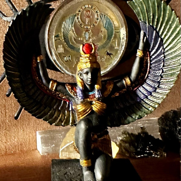 Vintage Isis Mini Statue - Small Hand-painted Ancient Egyptian Goddess ...