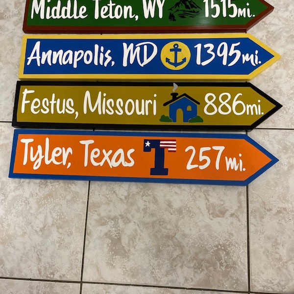 Directional Signs Mileage Arrows Personalized, Outdoor Home Decor ...
