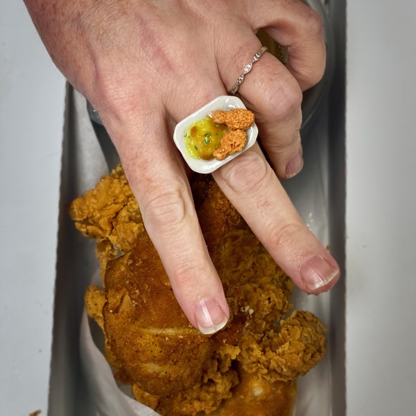 Fried Chicken and Gravy Ring-miniature Food, Food Jewelry - Etsy