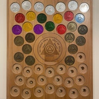 Recovery Token Display, Personalized 25 Space Coin Holder Plaque With ...