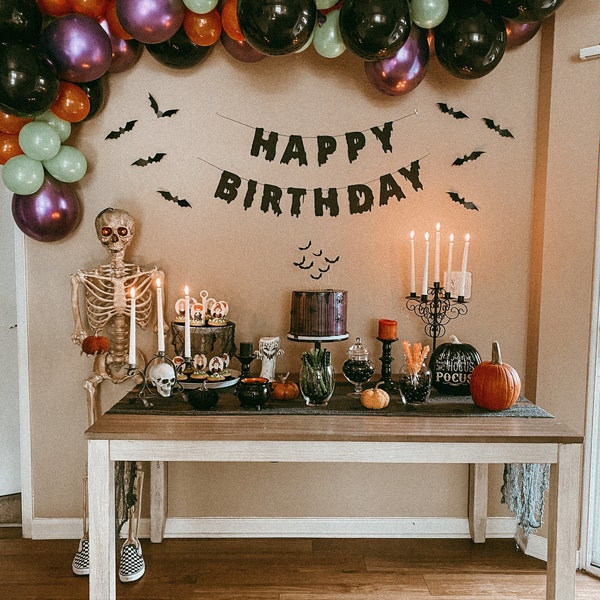 Happy Birthday, Halloween Birthday Banner, Spooky Birthday Banner ...
