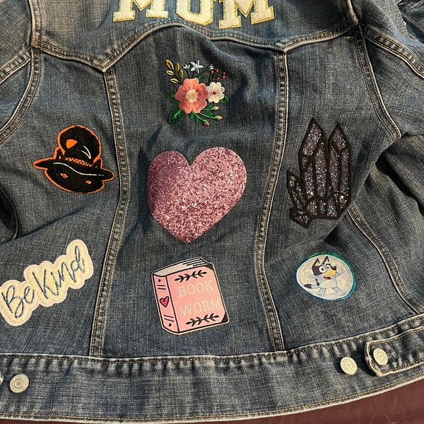 Womans Letter Patch Jean Jacket, Name Patch Jacket, Womans Custom Jean ...