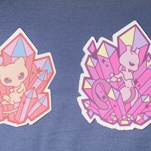 Cute Kawaii Crystal Mew and Mewtwo Pokemon Stickers - Etsy