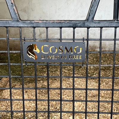 Horse Stable Name Sign, Classy New Laser Cut Designs Black With Gold ...
