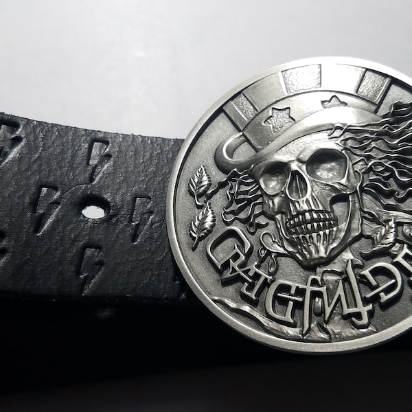 Lightning Bolt Black Leather Belt, Full Grain, Handmade in USA, Gift ...