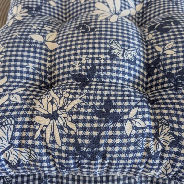 Chair Pad, Gingham, Tufted, Seat Cushion, Seat Patio Cushion, Chair ...