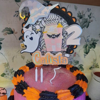 Spooky Cake Topper, Girly Halloween Cake Topper, Halloween Cake Topper ...
