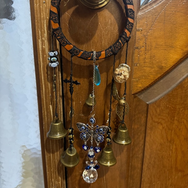 Evil Eye Bell With Lace Ribbon, Witch's Bells for Protection, Wind ...