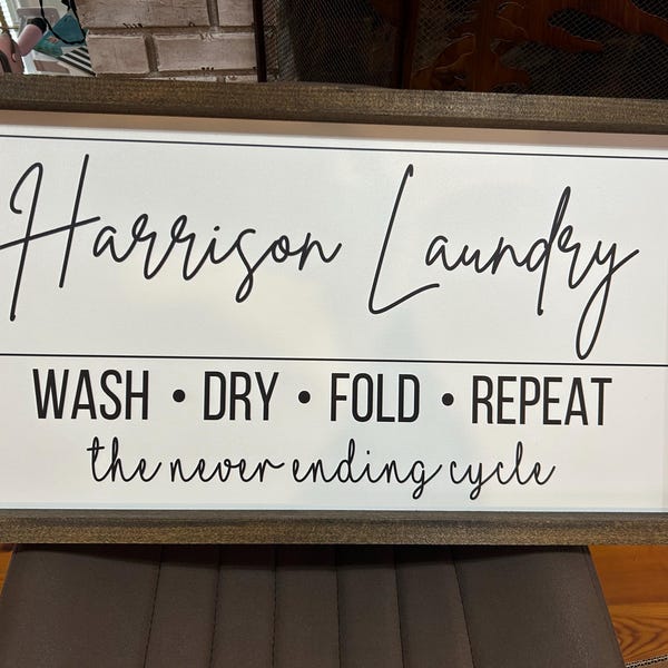 Personalized Laundry Room Sign, Farmhouse Laundry and Co, Wood Framed ...