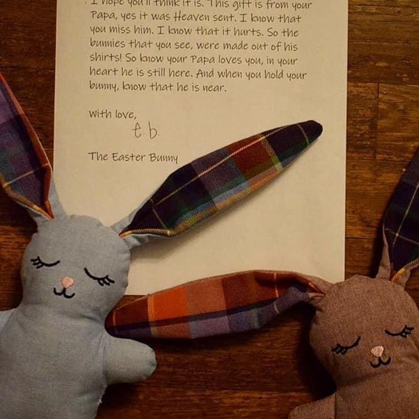 Keepsake Bunny, Memory Bunny, Personalized Easter Bunny, Memorial Bunny ...