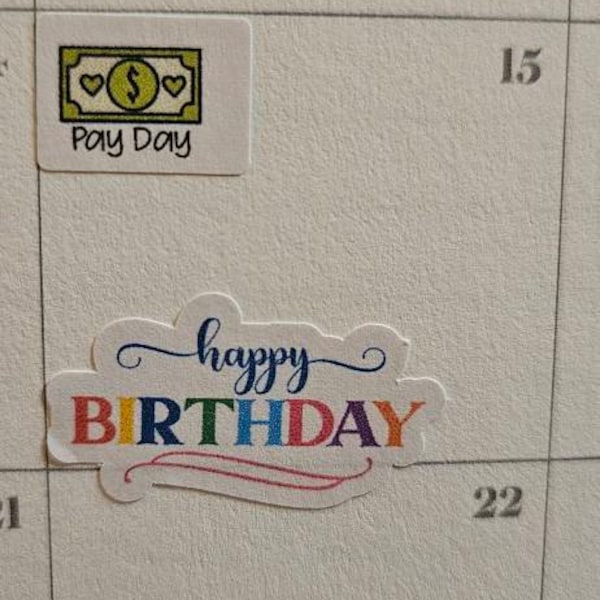 Happy Birthday // Script Stickers // Half Box Size - Etsy