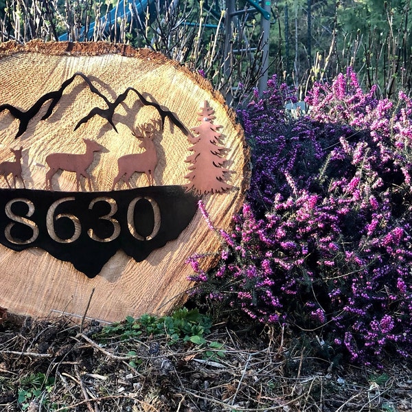 Mountain Address Sign | Mountain Last Name Sign | Metal House Numbers ...