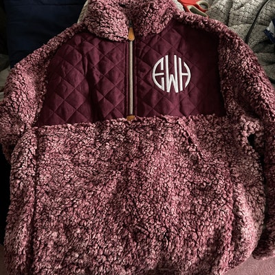 Monogram Sherpa Pullover Monogrammed Sherpa Quarter Zip Monogram ...