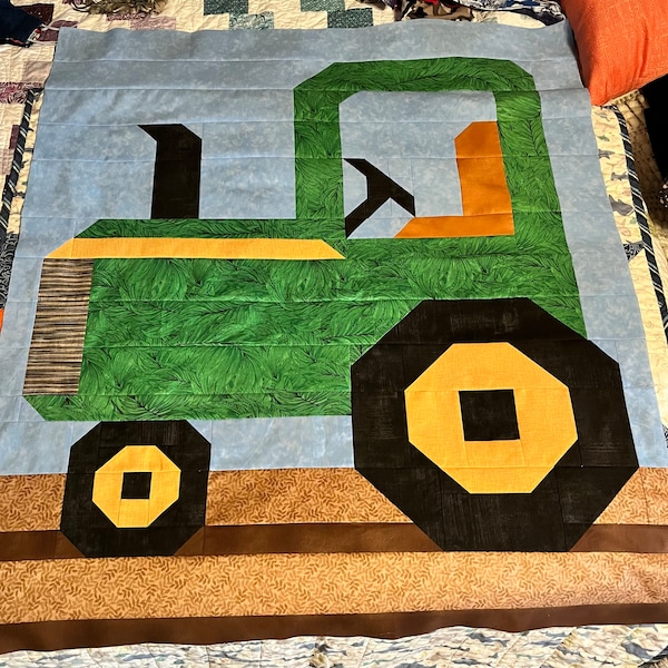 Tractor Quilt Pattern, 3 Sizes: 36x42 Crib, 24x28, 48x56 Lap or ...