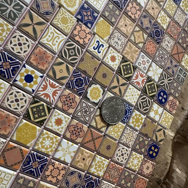 Miniature Stone Tiles, Crafts Wall Mosaics, 1:12 Scale Small Square ...