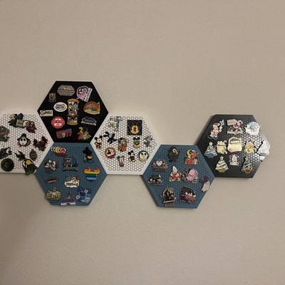 Enamel Pin Board Display for Pin Collectors hexagon Wall Mount Enamel ...