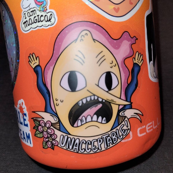 Lemongrab Unacceptable Tattoo Style 3.5"x3.5" Inch Clear Waterproof ...