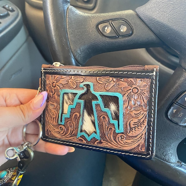 THUNDERBIRD LONGHORN KEYCHAIN Brown Wallet | Genuine Hair on Freebird ...