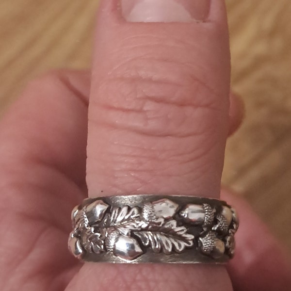 Silver Oak Ring, Acorn Ring, Tree Silver Ring, Oak Leaf Textured ...