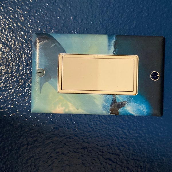 Surfer and Great White Shark, Decorative Light Switch Cover Plate ...
