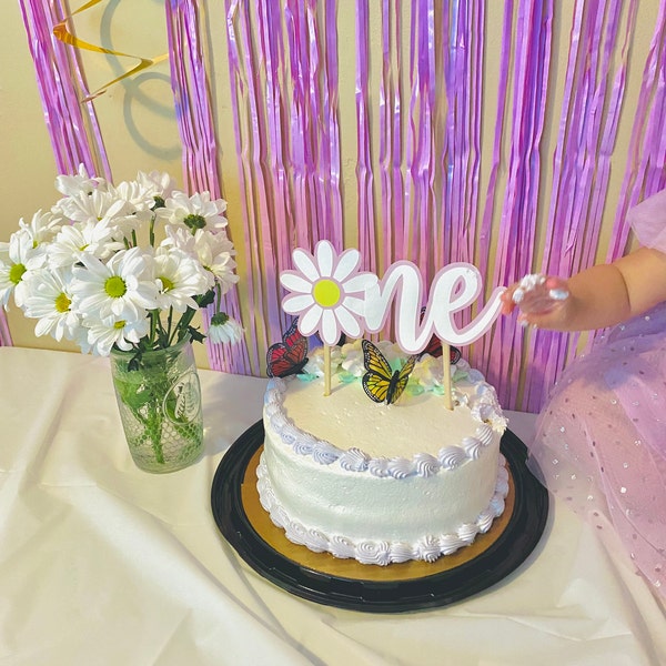 One Svg, Spring Daisy Svg, Baby First Birthday Svg, Cake Topper, Dxf ...