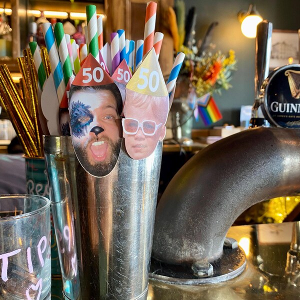 150 X Custom Photo Face Straws Cutout 30th Birthday Party Decorations ...