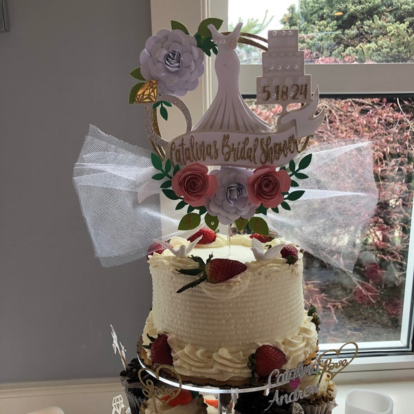 Bridal Shower Dress Cake Topper, Customizable Name and Date - Etsy