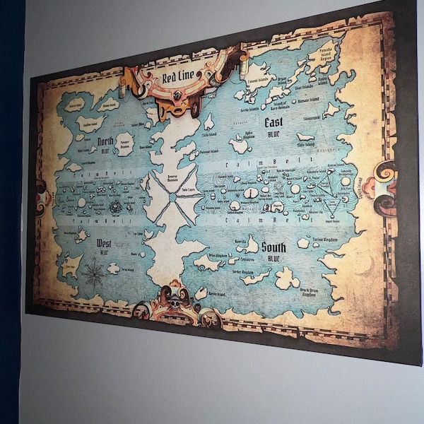 Anime One Piece World Map: Wrapped Canvas Wall Art - Etsy