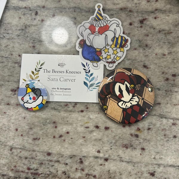 Upcycled Clown Button Pins - Etsy