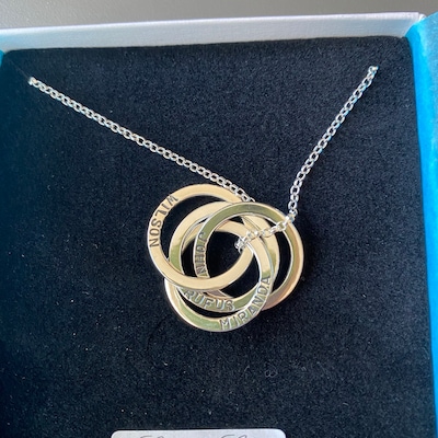 Personalised 4 Ring Name Necklace, Mother's Day Gift, Birthday Gift for ...