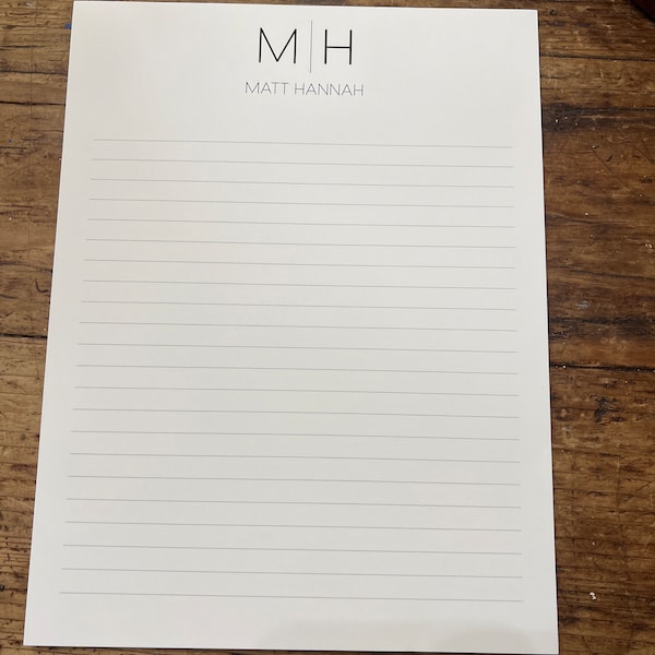 Personalized Monogram Notepad Stationery Desk Pad Elegant Custom ...