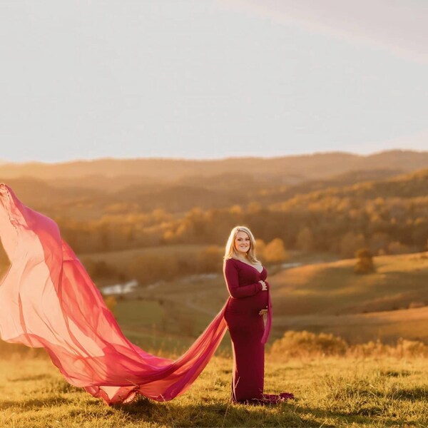 Maternity Robe Dress With Ruffles Sheer Tulle Maternity Dress for ...