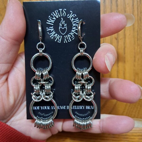 Large O Ring Chainmail Hoop Earrings | Stainless Steel | Huggie Hoops ...