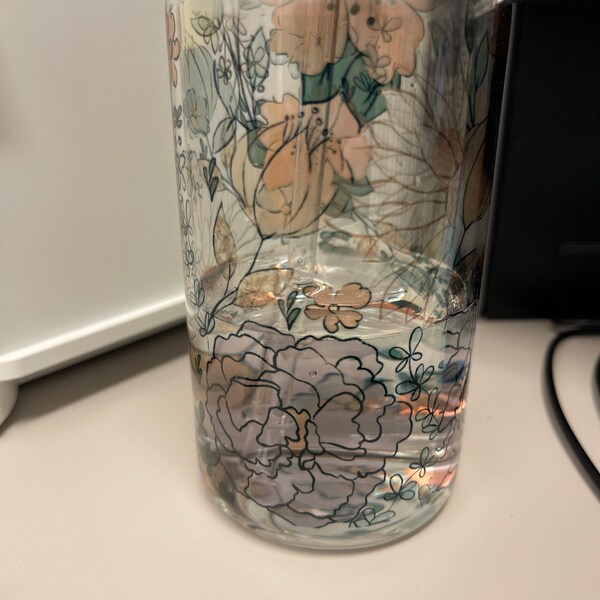 Fall Floral Glass Can Cup, Iced Coffee Cup, Smoothie Glass, Fall Cup ...