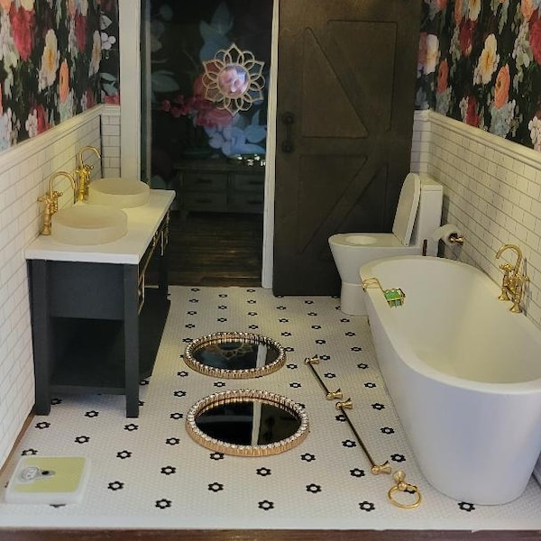 Little Evie and Ivy Dollhouse Bathroom Set, 1:12 Scale - Etsy